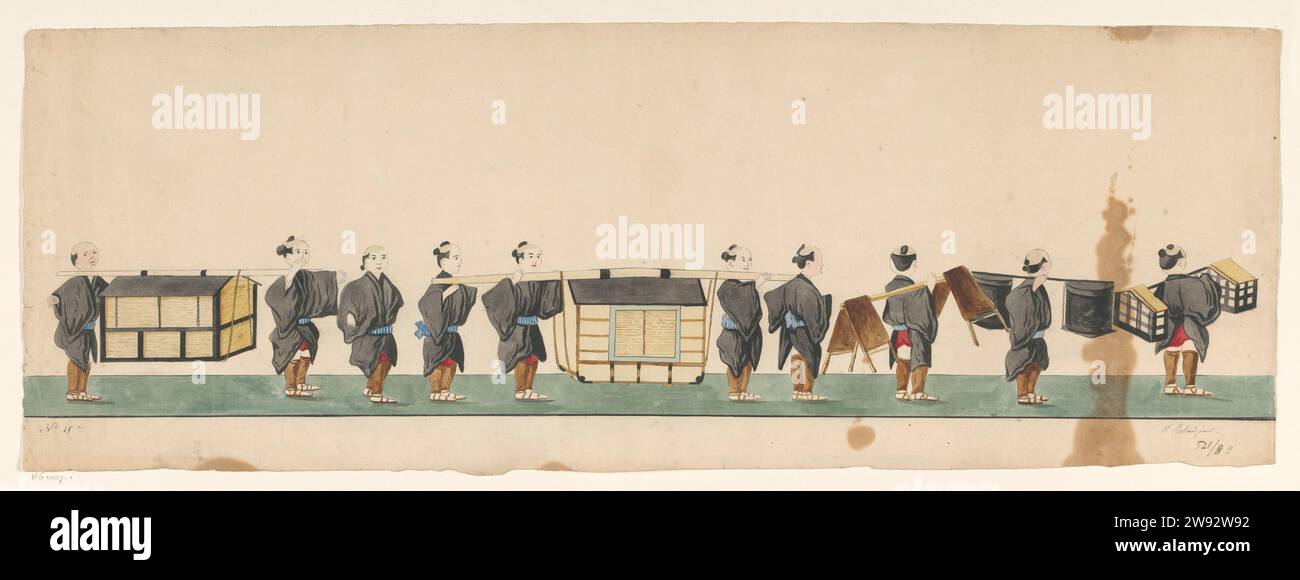 Procession of ten Japanese carriers with different packages on ...