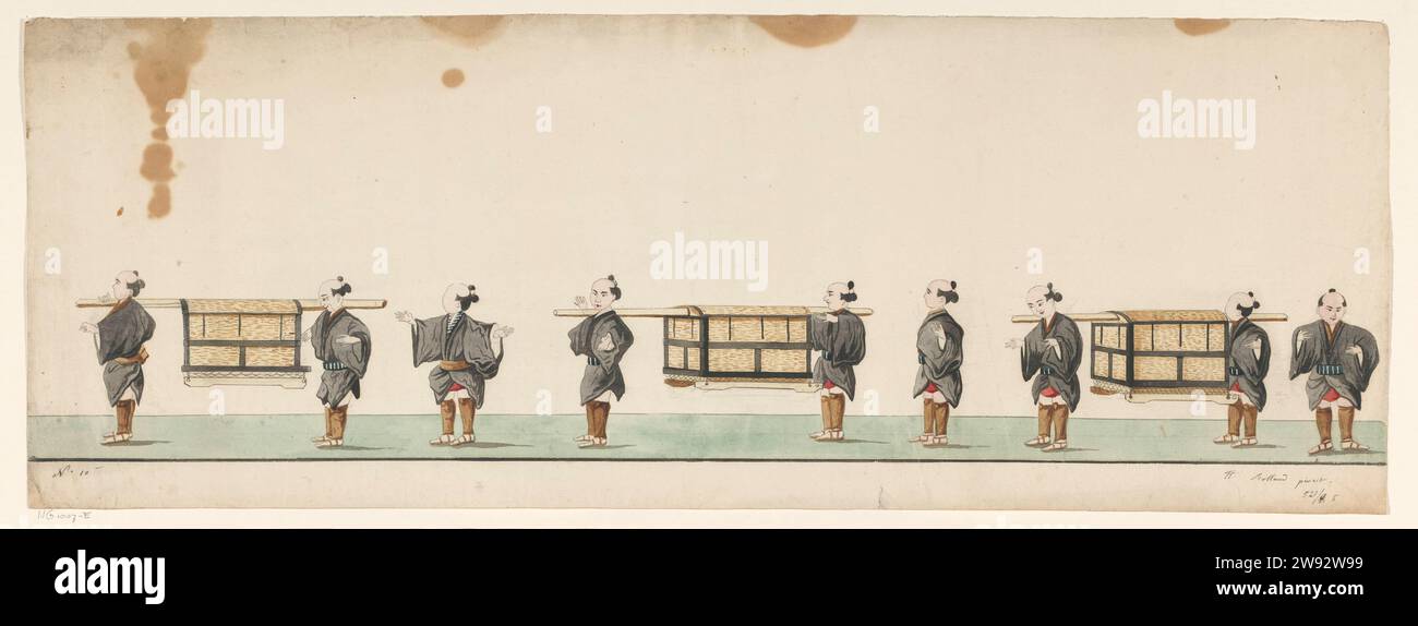 Procession of nine Japanese carriers with packages on Brekken, Henry ...