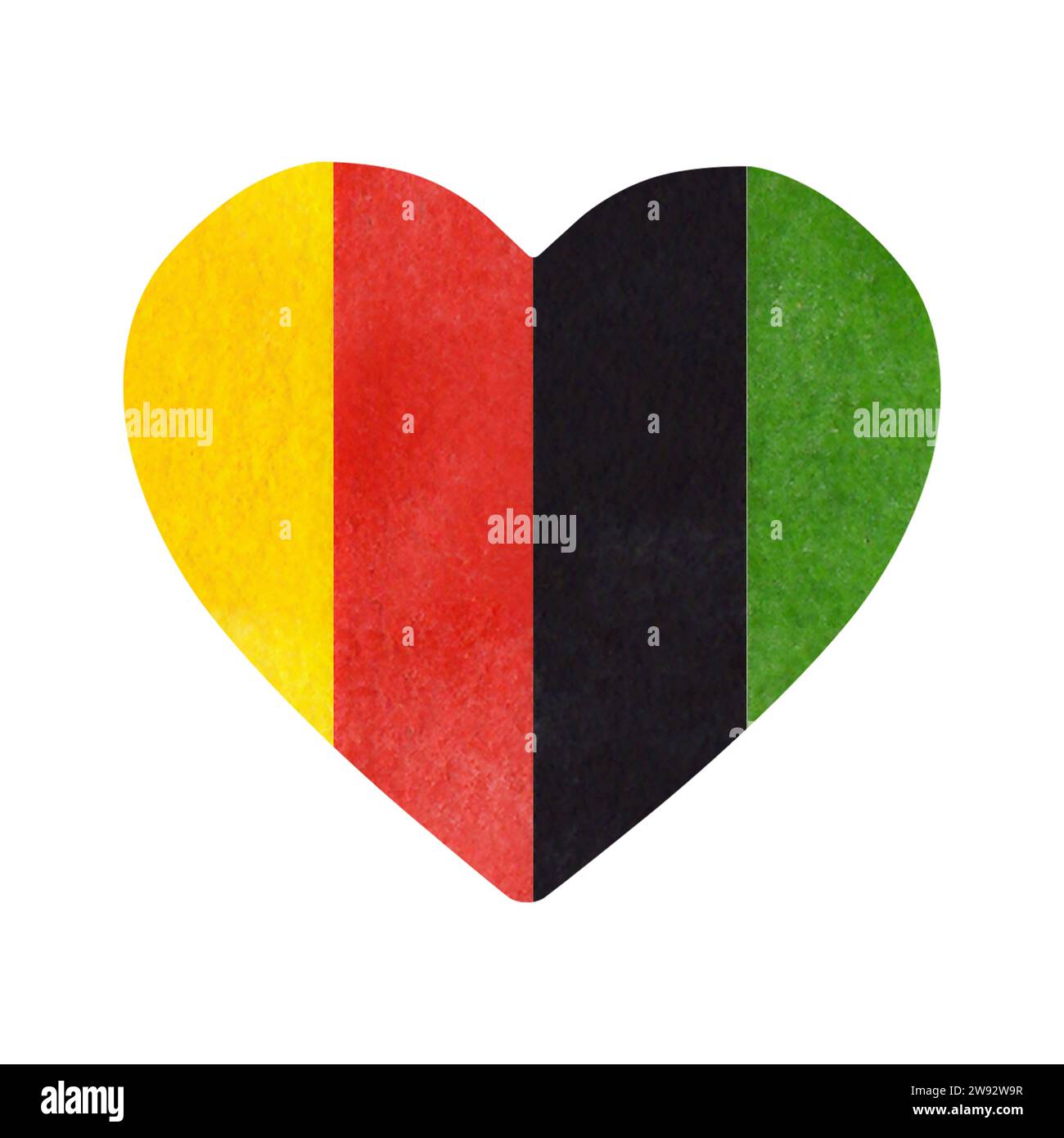 Heart shape with stripes red black green yellow. Black history month ...