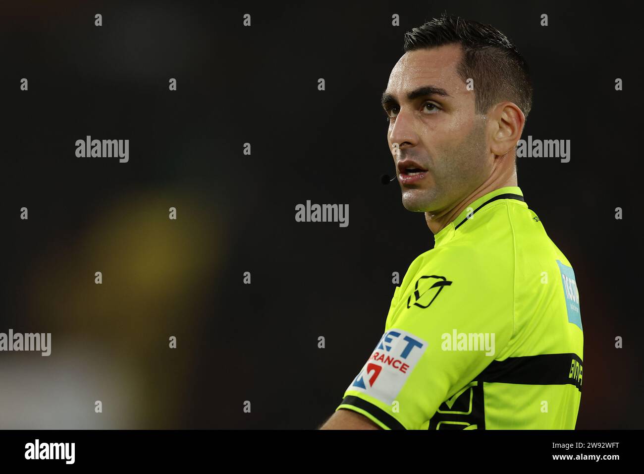 Referee Andrea Colombo looks during the Serie A football match between ...