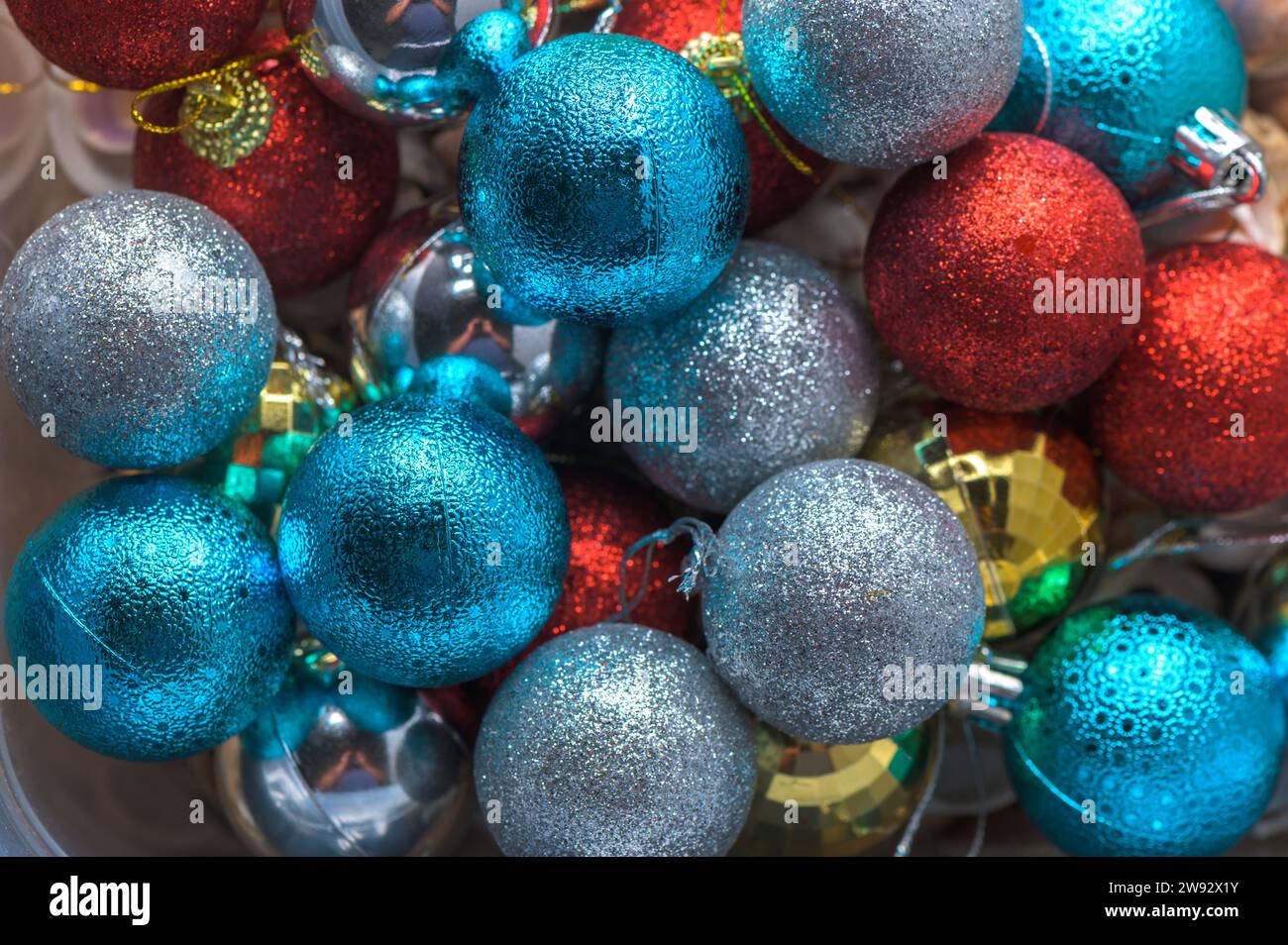 multi-colored Christmas tree decorations as a background 9 Stock Photo ...