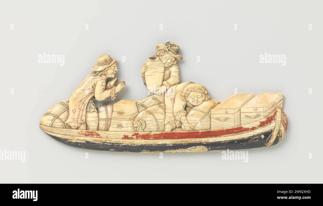Three Dutchmen in a Sloop, anonymous, c. 1725 - c. 1750 Ivory plaquette ...