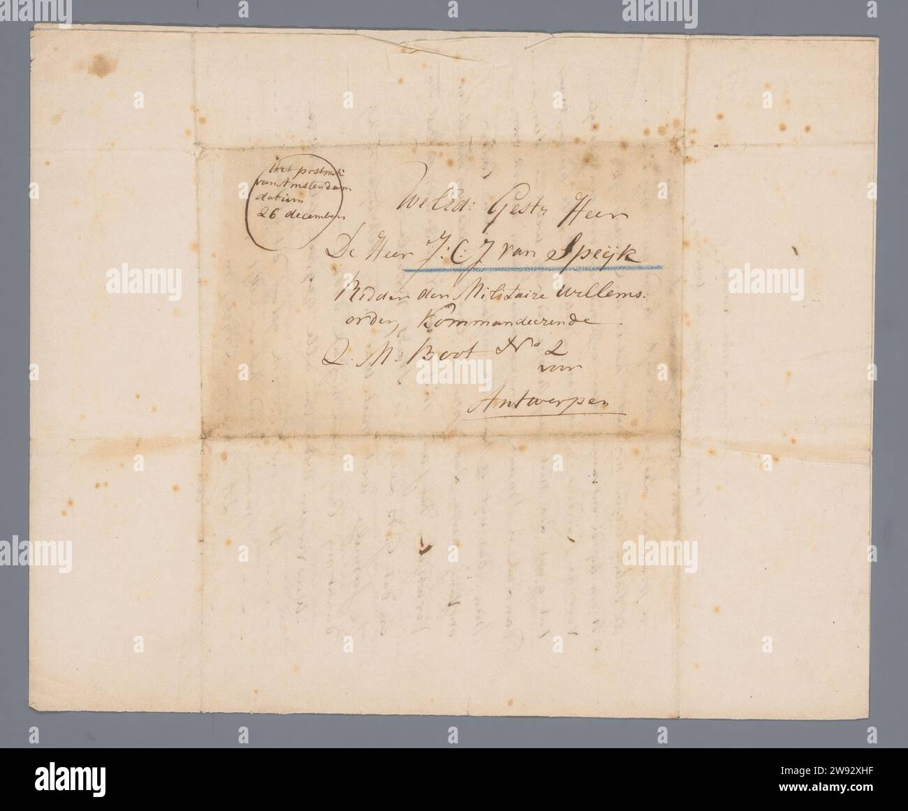 Brief, anonymous, 1830 letter Letter in handwriting, addressed to J.C.J ...
