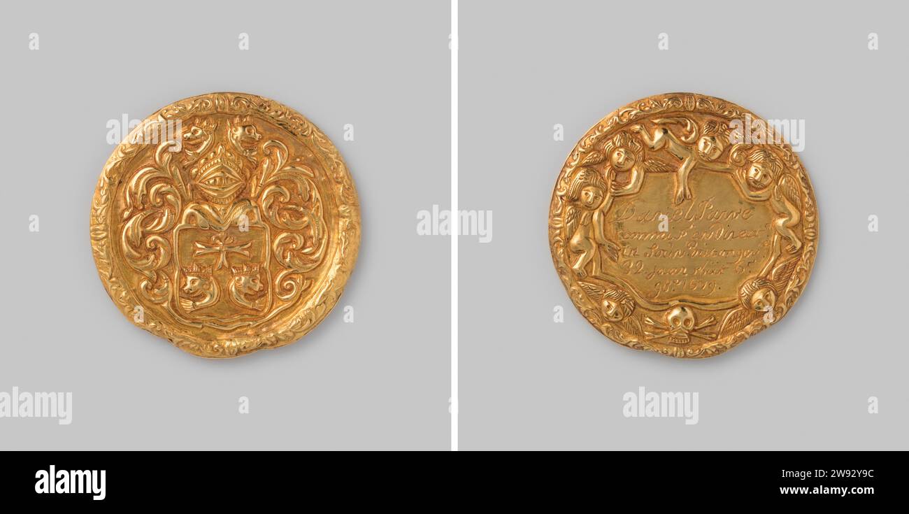 Penning in memory of Daniël Parvé (1644-1679), Anonymous, 1679 Driven ...