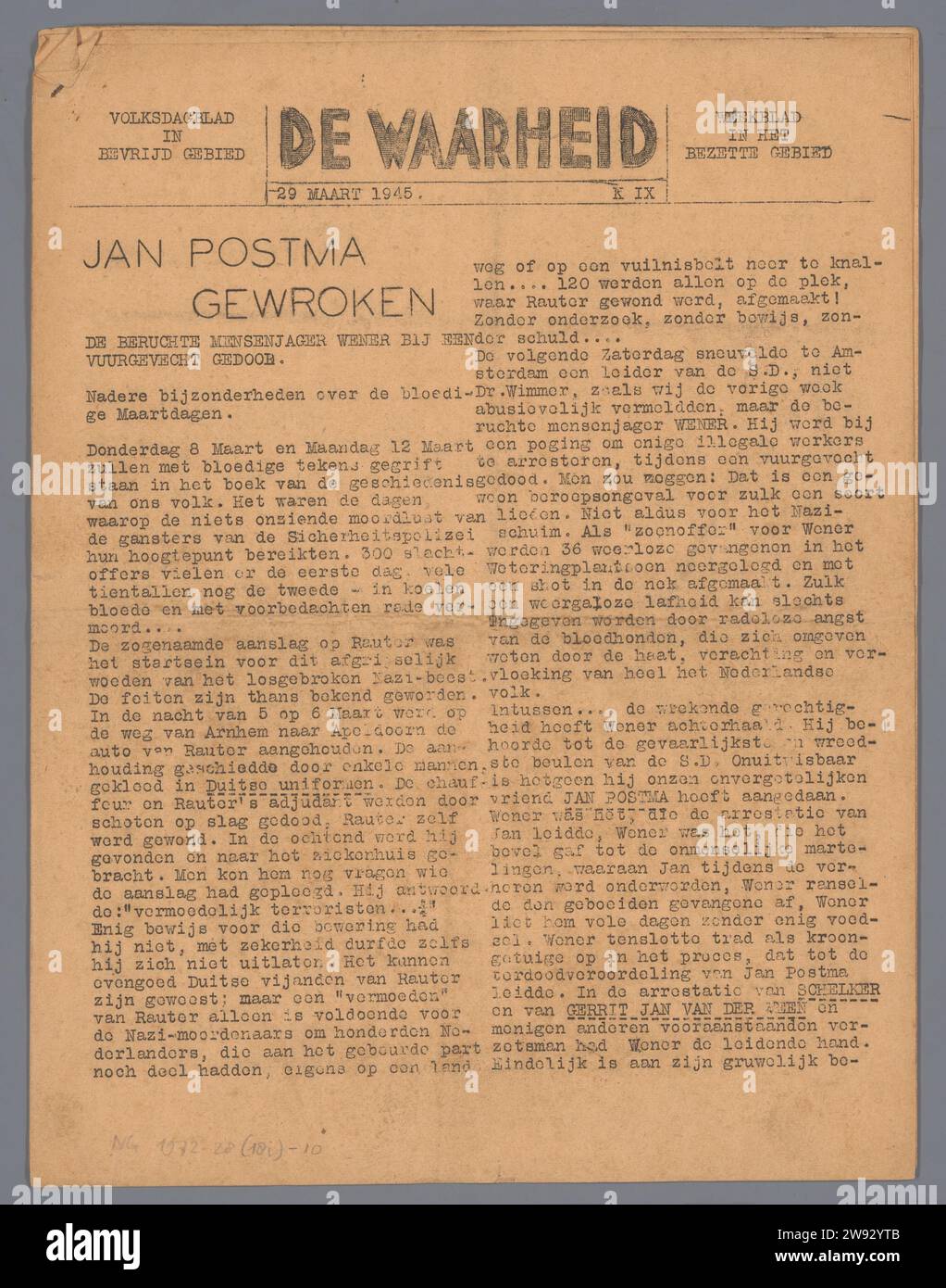 The truth, the truth, 1945 Number of the illegal magazine 'De Waarheid ...