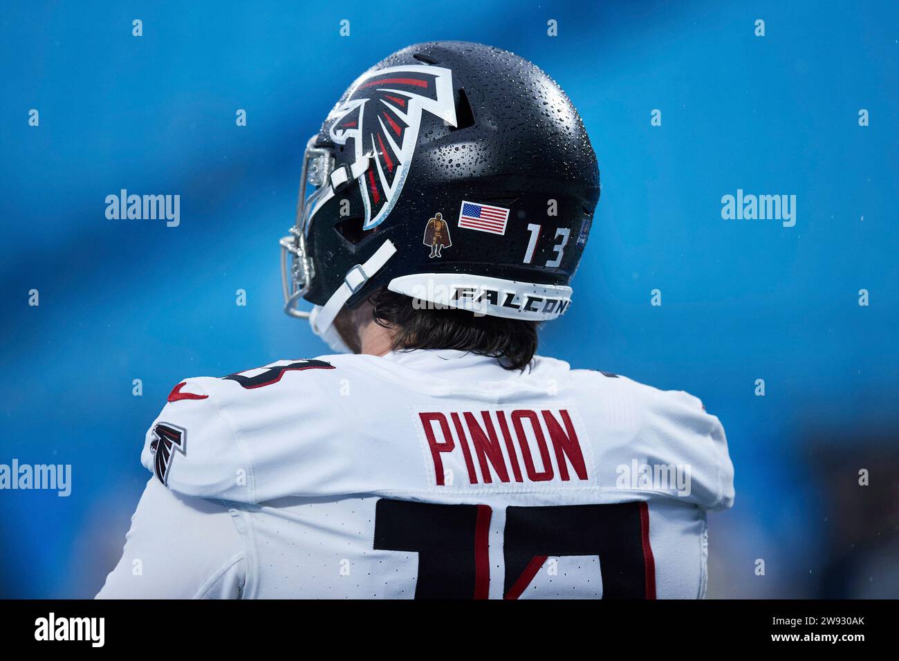 Atlanta Falcons punter Bradley Pinion (13) wears a Walter Payton Man of ...
