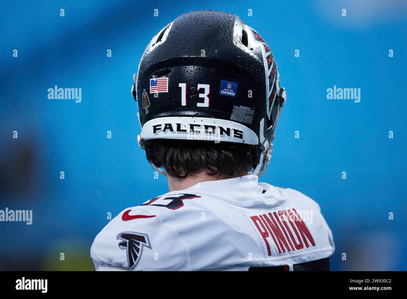 Atlanta Falcons punter Bradley Pinion (13) wears an Inspire Change ...