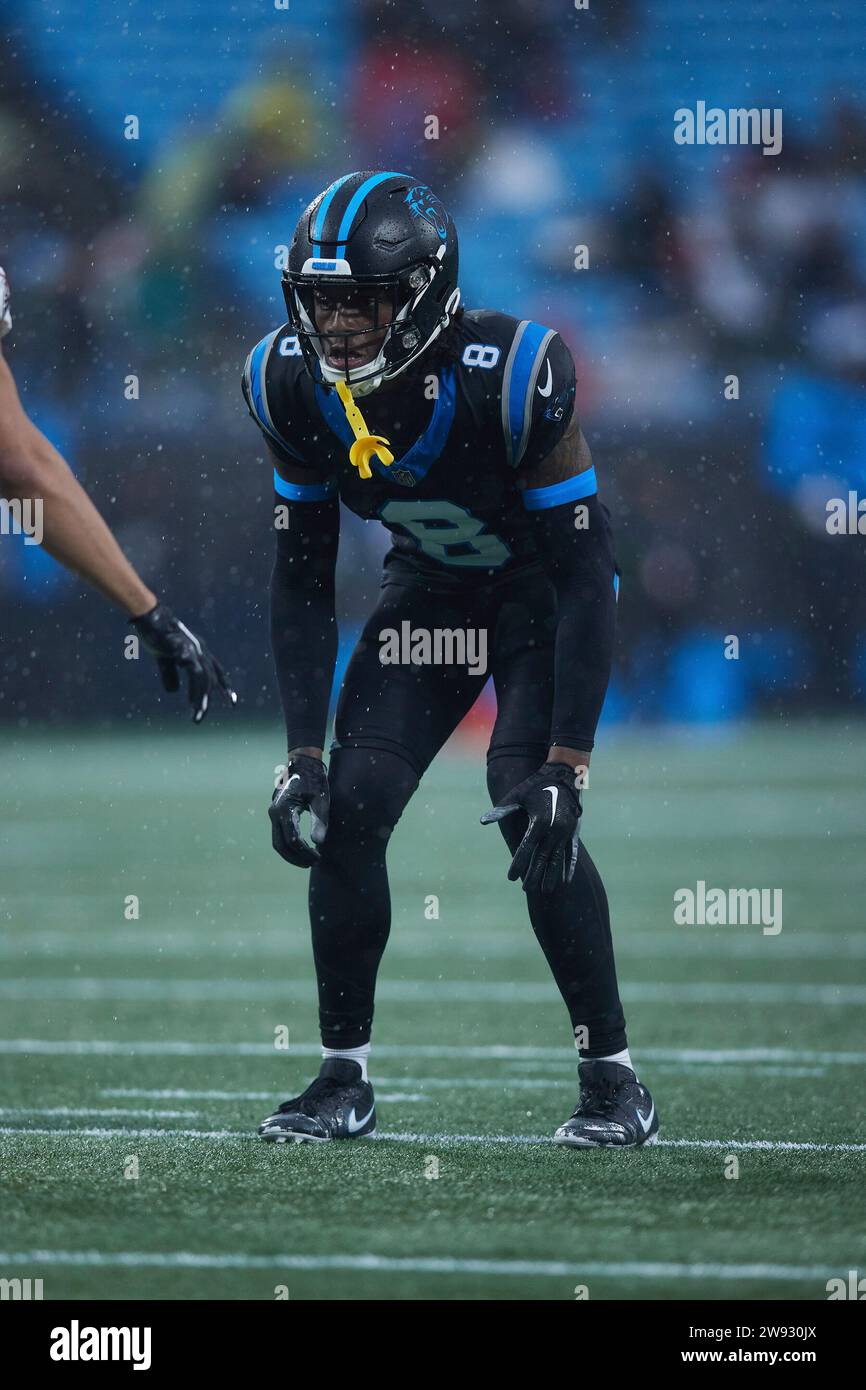 Carolina Panthers cornerback Jaycee Horn (8) lines up on defense during ...
