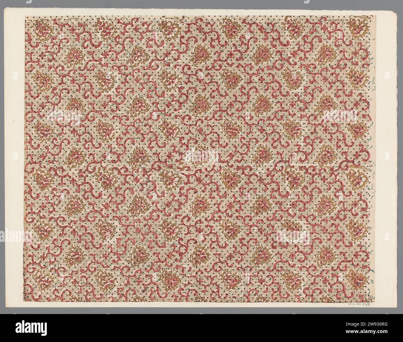 Leaf with spreading pattern of seals and flowers, Anonymous, 1800 ...