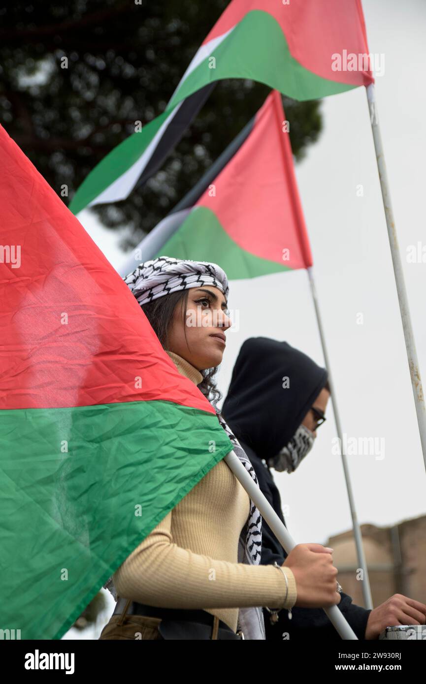 Rome, Italy. 23rd Dec, 2023. The young Palestinian activist MAYA ISSA ...