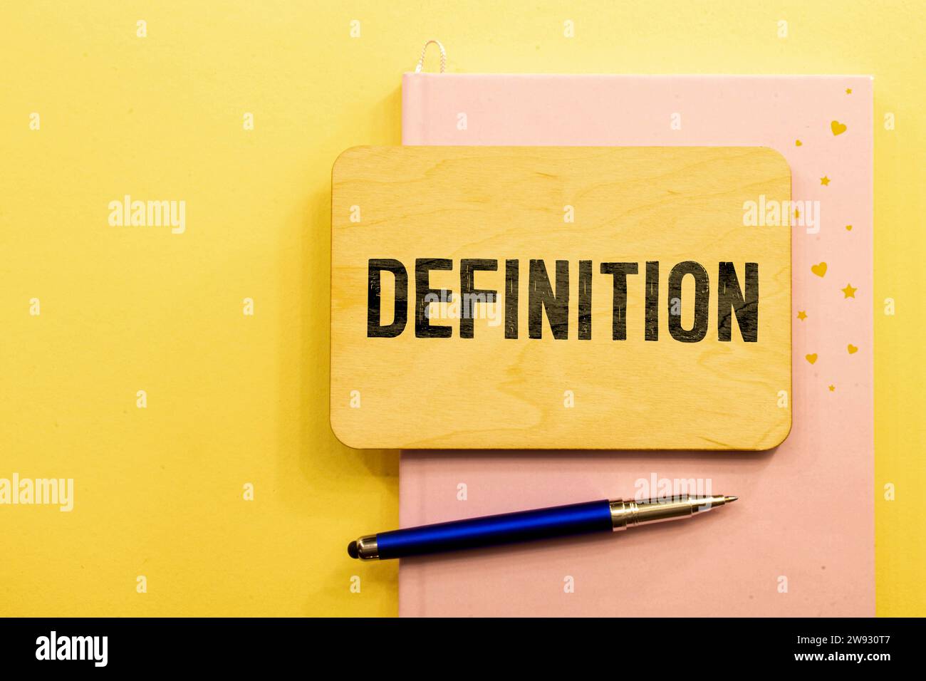 Definition word written on wood block. Definition text on wooden table ...