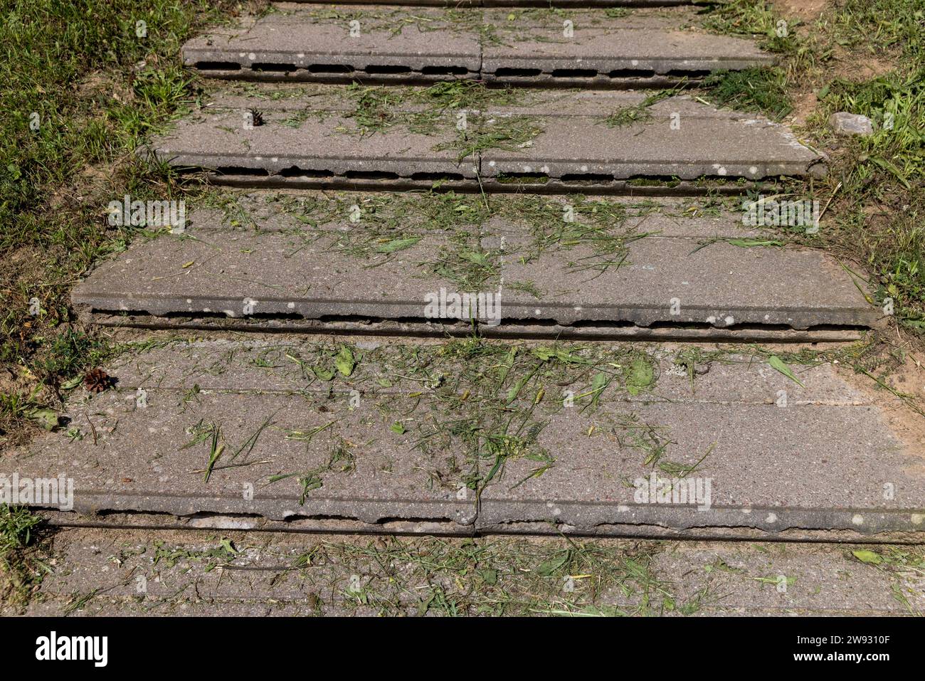 concrete steps of a homemade staircase made of blocks, building blocks ...