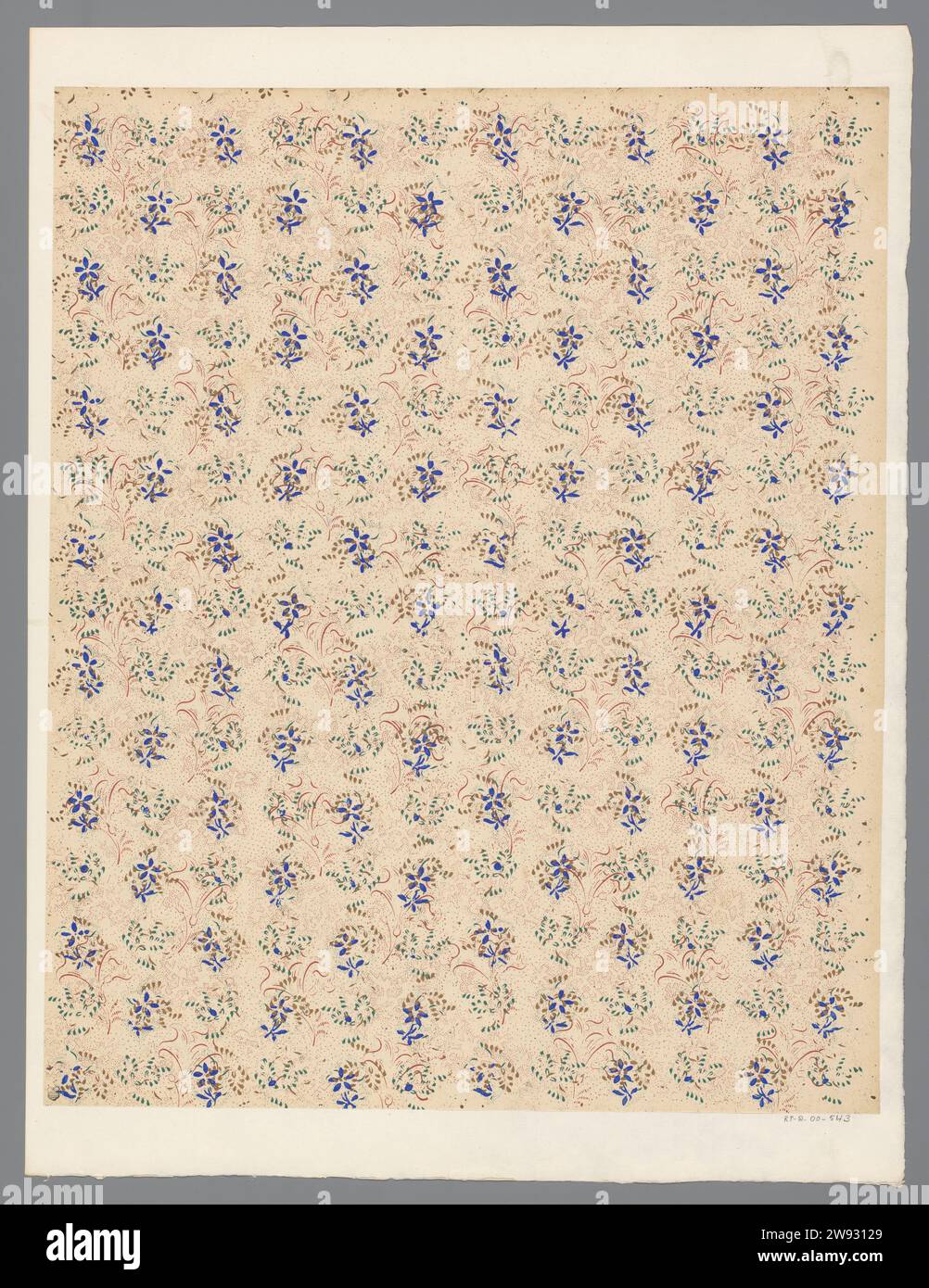 Leaf with spreading pattern of alternating floral pattern over dot ...