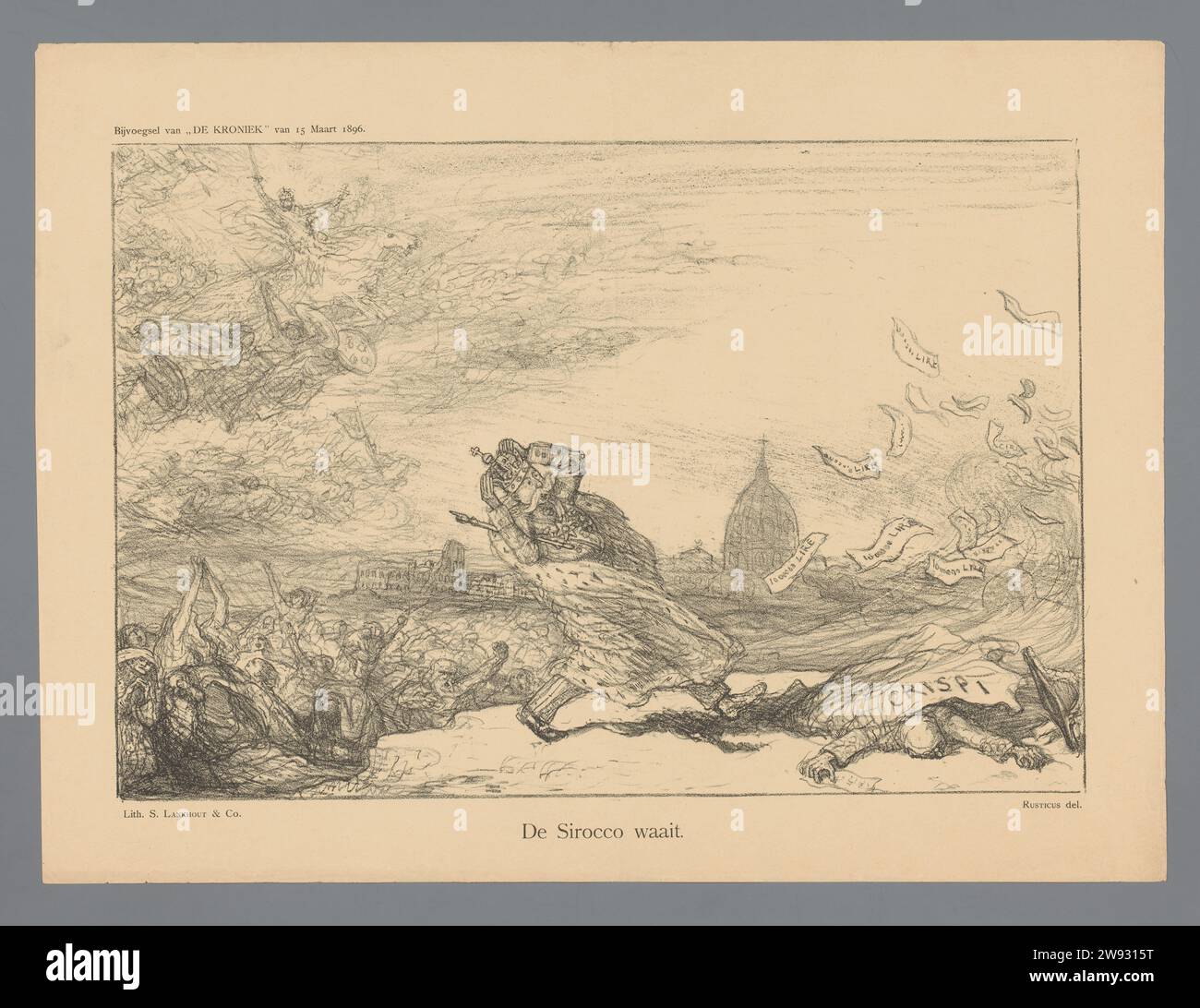 Sirocco Waiit, Marius Bauer, 1896 Cartoon on Italian losses in the ...