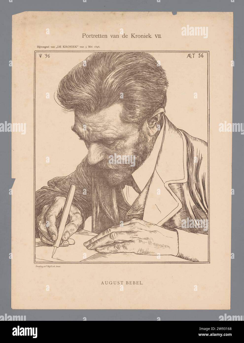 August Bebel, Jan Veth, 1896 print Print with title and caption ...