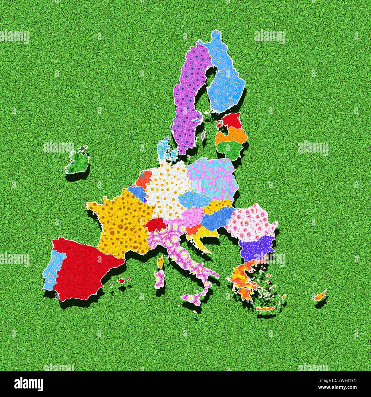 Map of the European Union, EU, the member states, countries marked with ...