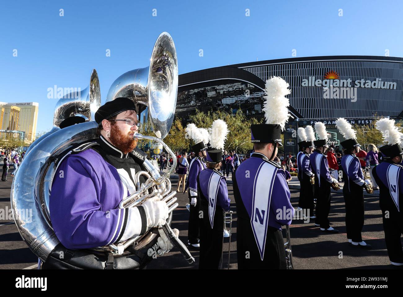 Las Vegas, NV, USA. 23rd Dec, 2023. A member of the Northwestern ...