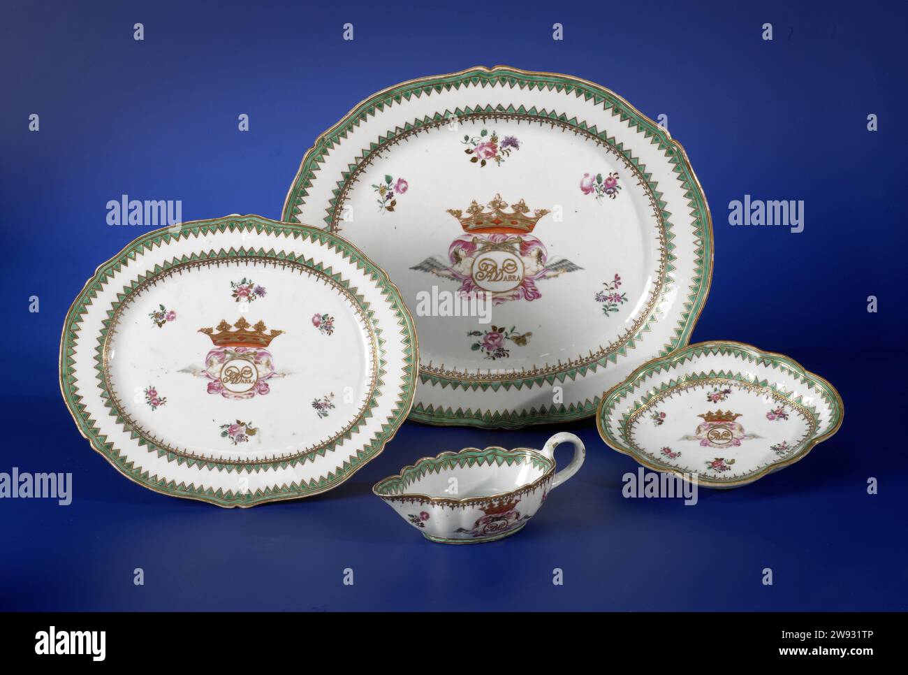 Oval dish with the arms of the Van der Parra family, anonymous, c. 1750 ...