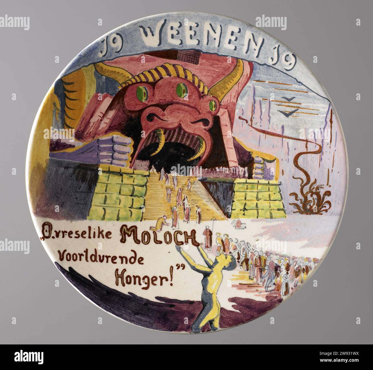 Oh, Vreselike Moloch constant hunger!, Anonymous, 1919 plate (dishes ...