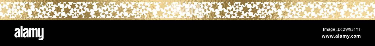 Gold stars seamless border with transparent background. Endless lace ...