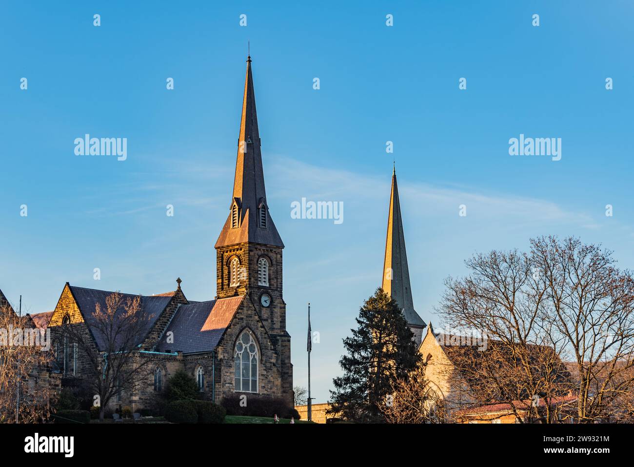 Historic Churches of Cumberland Maryland at Dusk USA Stock Photo - Alamy