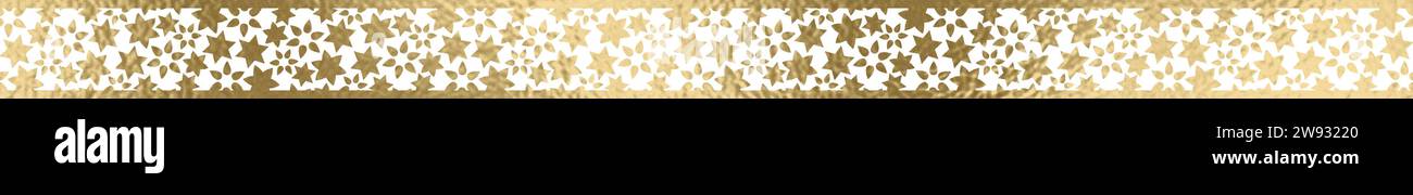 Gold stars seamless border with transparent background. Endless lace ...