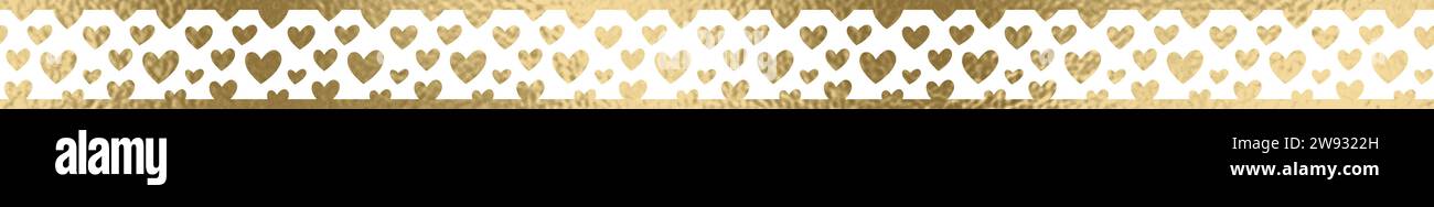 Gold hearts seamless border with transparent background. Endless lace ...
