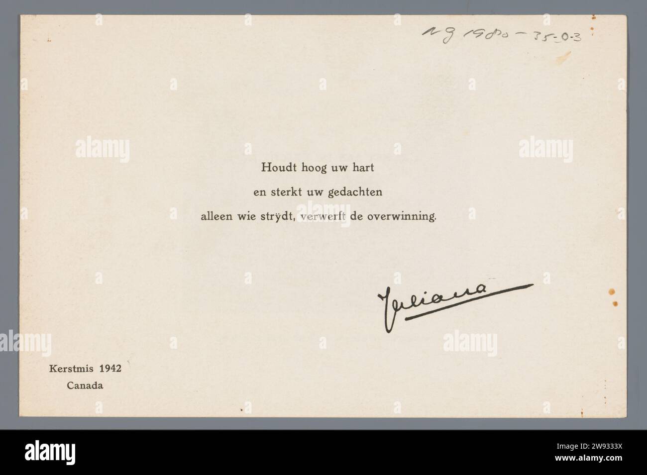 Christmas message, Juliana (Queen of the Netherlands), 1942 printed ...