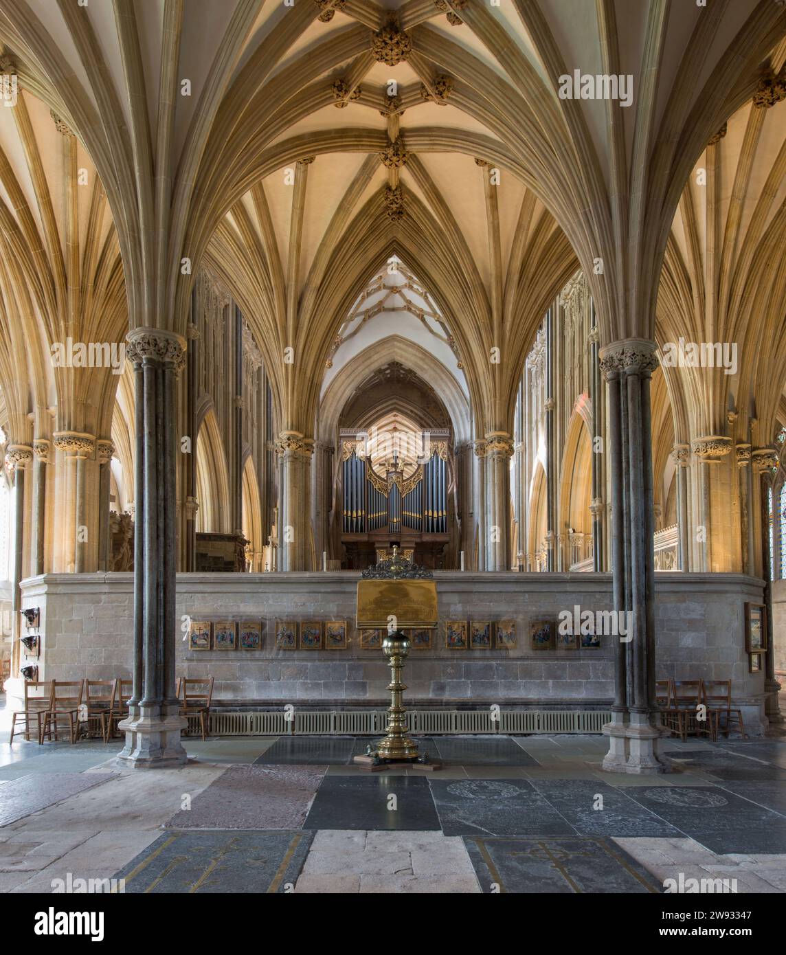 Wells Cathedral interior featuring the lectern and organ. Wells ...
