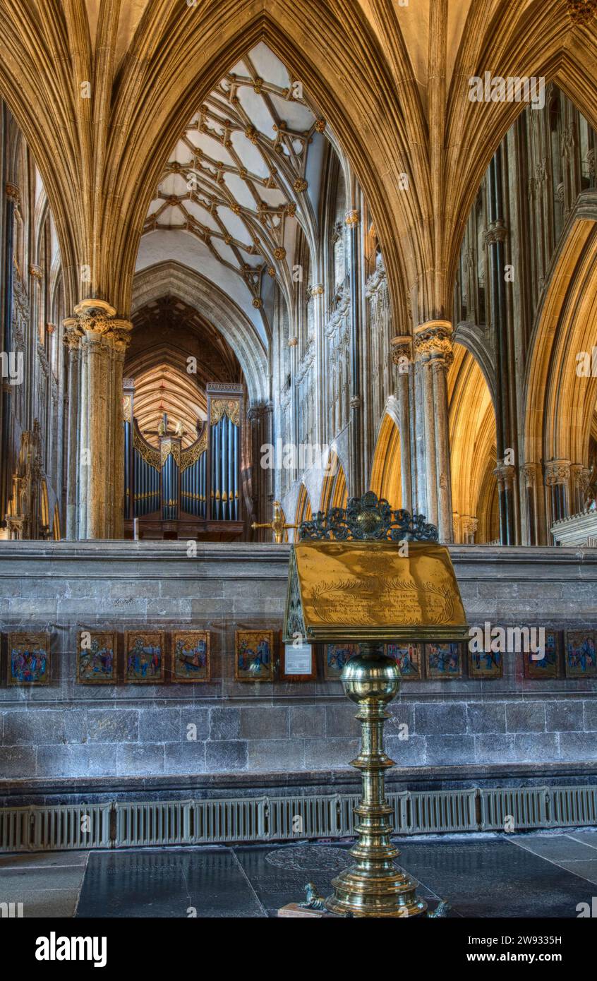 Wells Cathedral interior featuring the lectern and organ. Wells ...