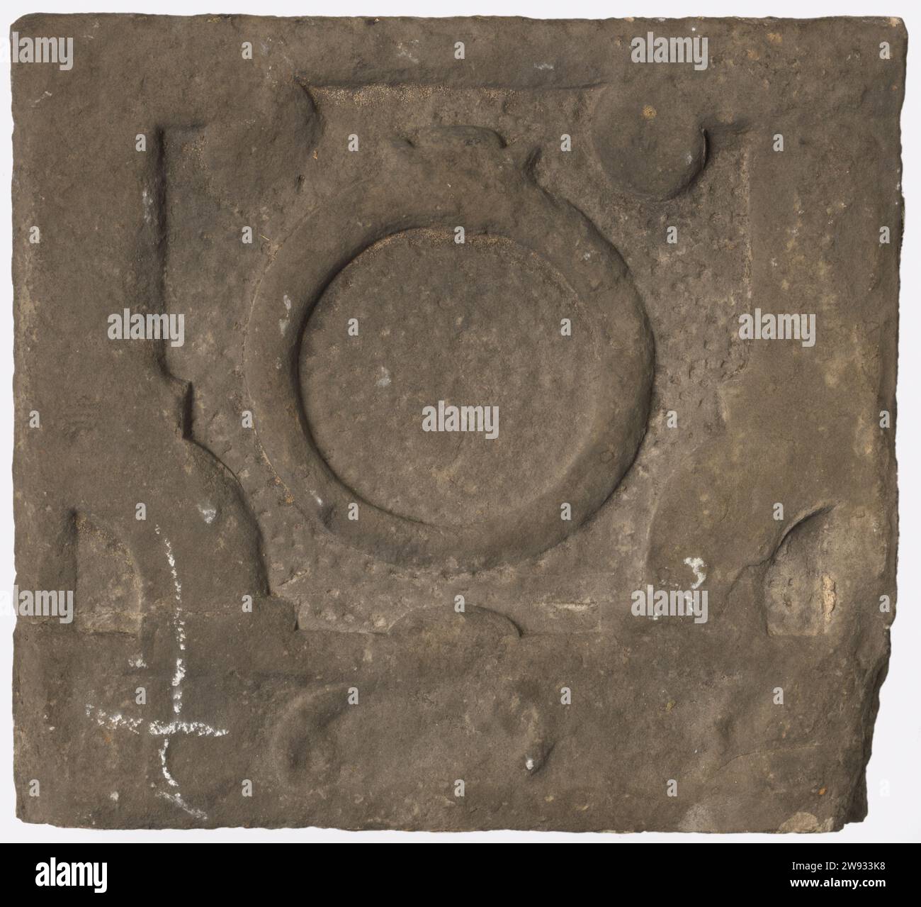 Facing brick with ring inside frame. Year 16 .. (?)., C. 1600 - c. 1699 ...