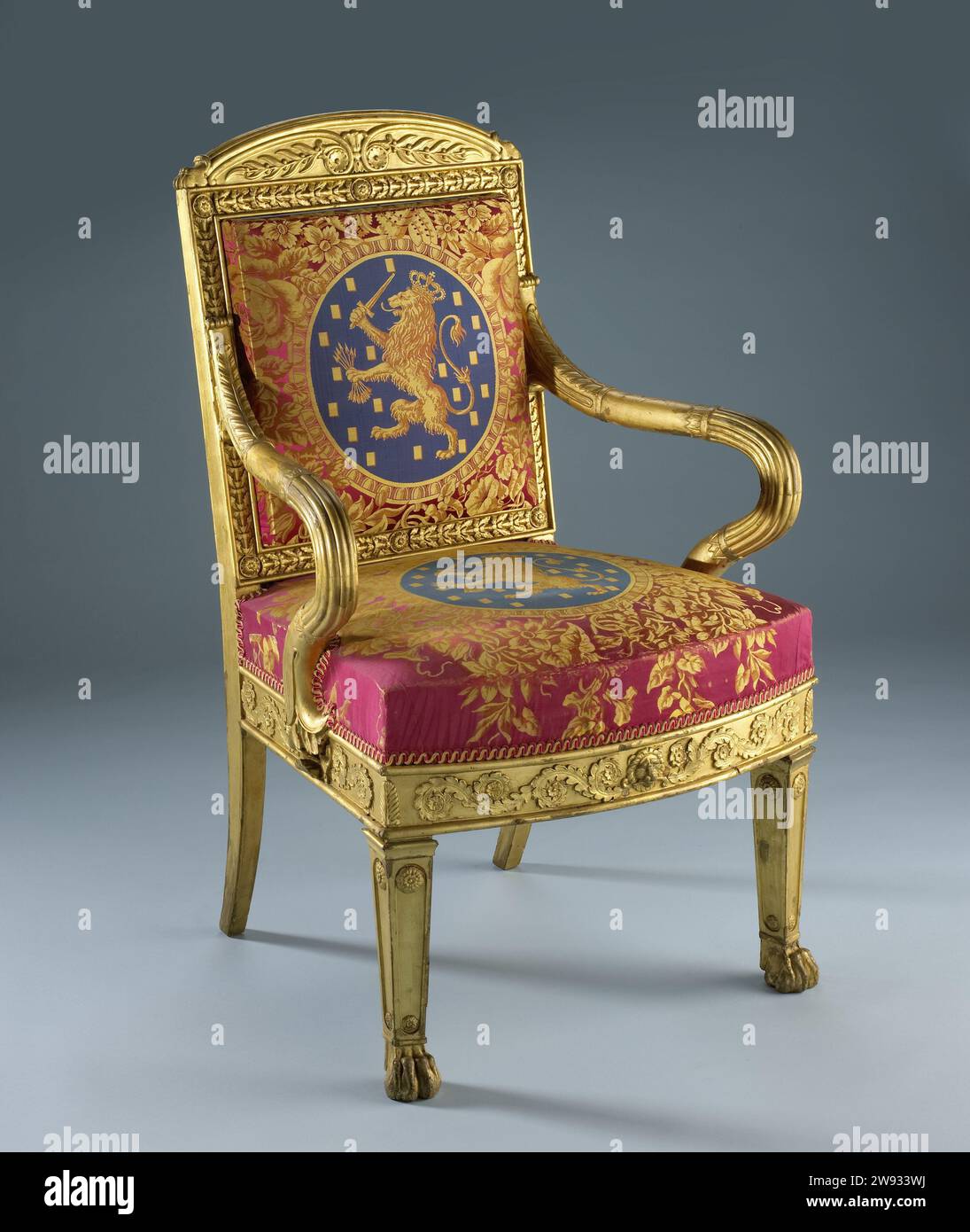 Arm chair of gilded elm wood with cutting, schick, 1800 - 1900 Arm ...