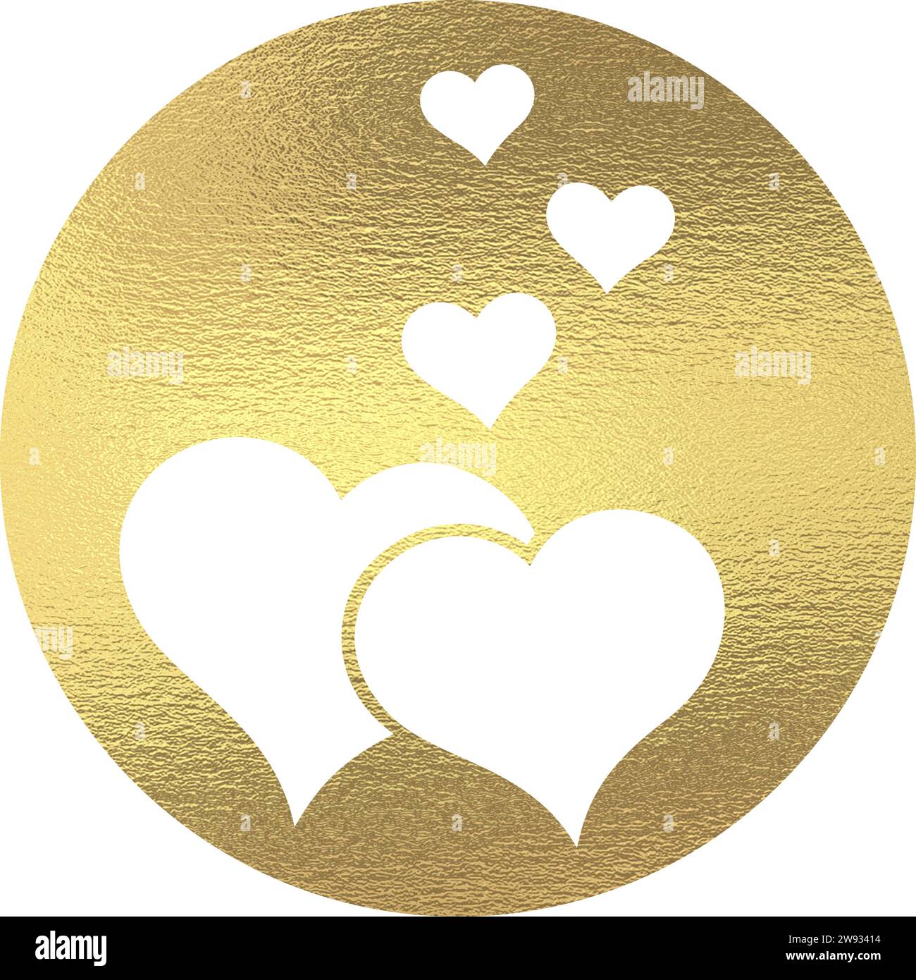 Golden hearts circle with transparent background. Gold foil texture ...