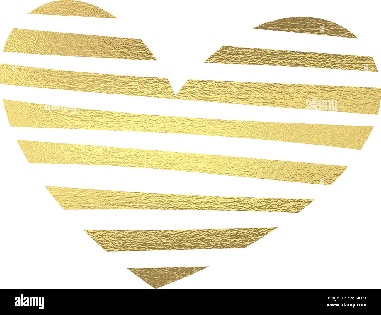 Golden striped heart with transparent background. Gold foil texture ...