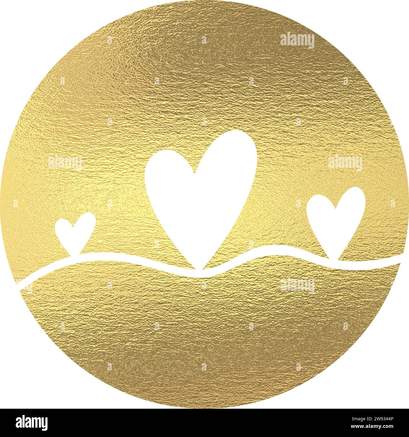 Golden hearts circle with transparent background. Gold foil texture ...