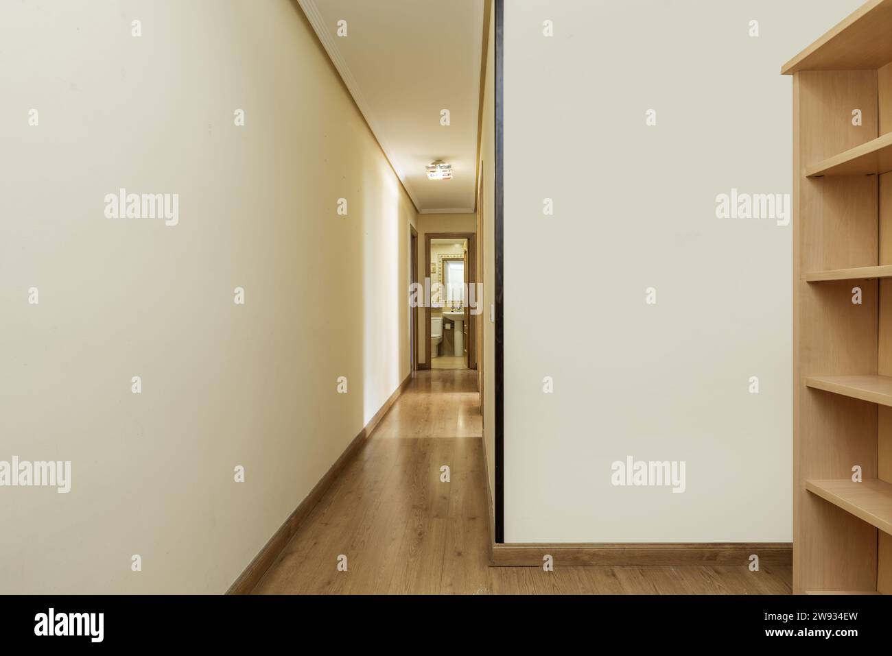 A hallway in an urban residential house with wooden floors Stock Photo ...
