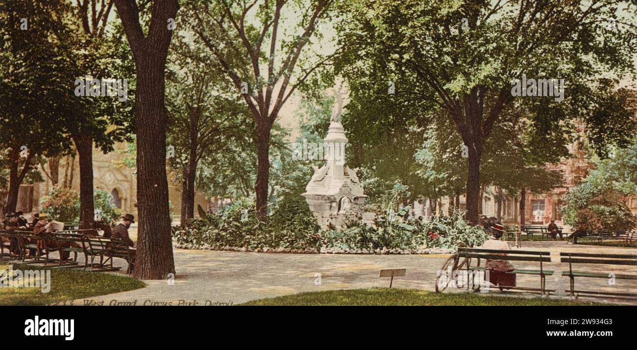 West Grand Circus Park, Detroit, Michigan 1900 Stock Photo - Alamy