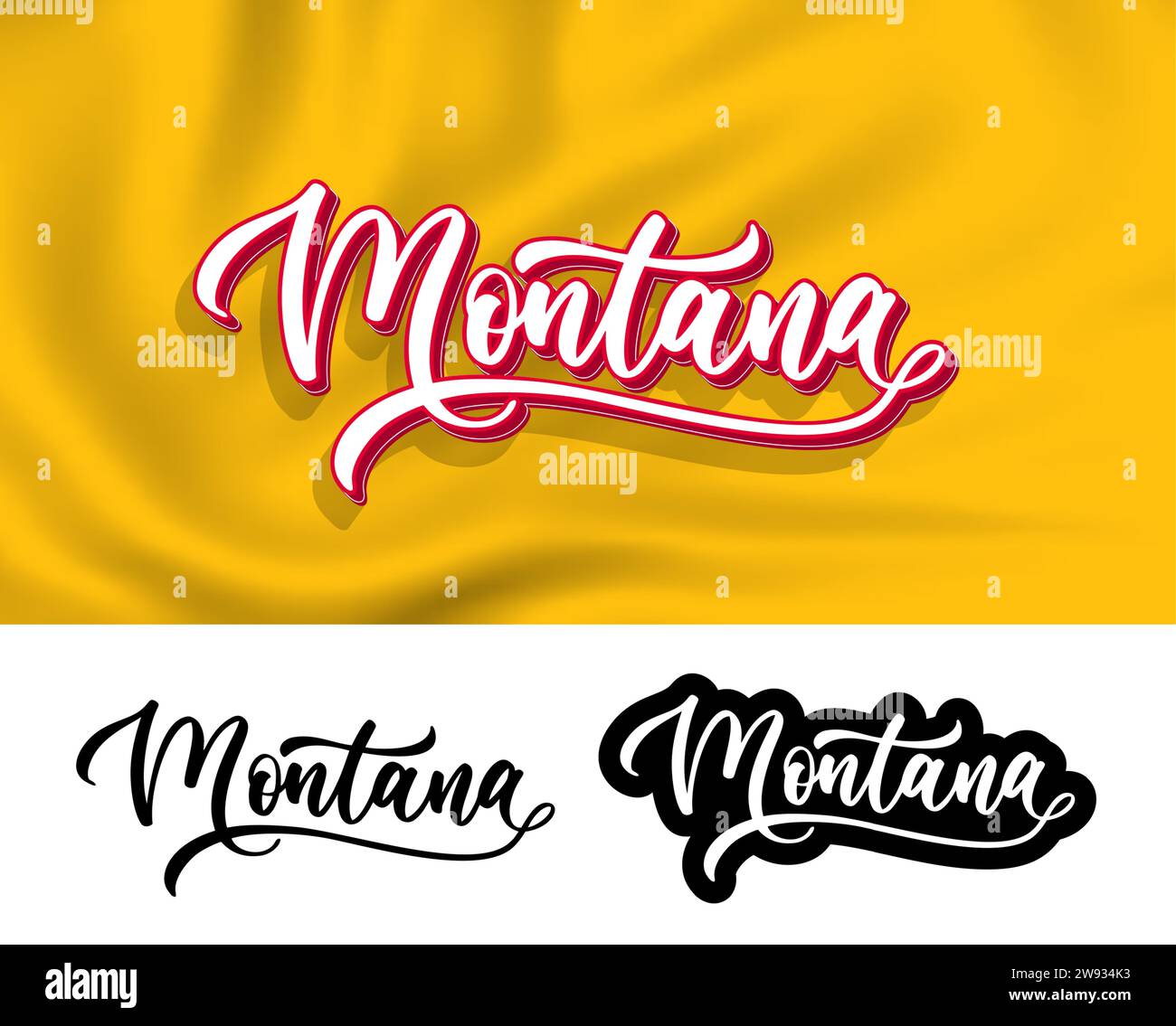 Montana, hand lettering design for printing on clothes. Vector slogan ...