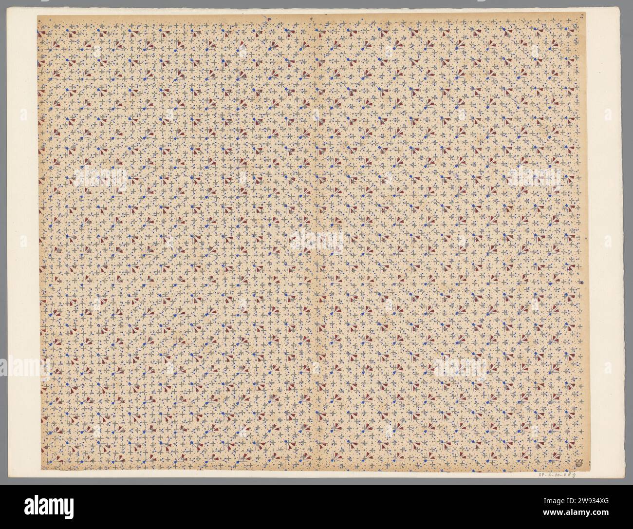 Leaf with alternating straw patterns of crosses and dots over leaf ...
