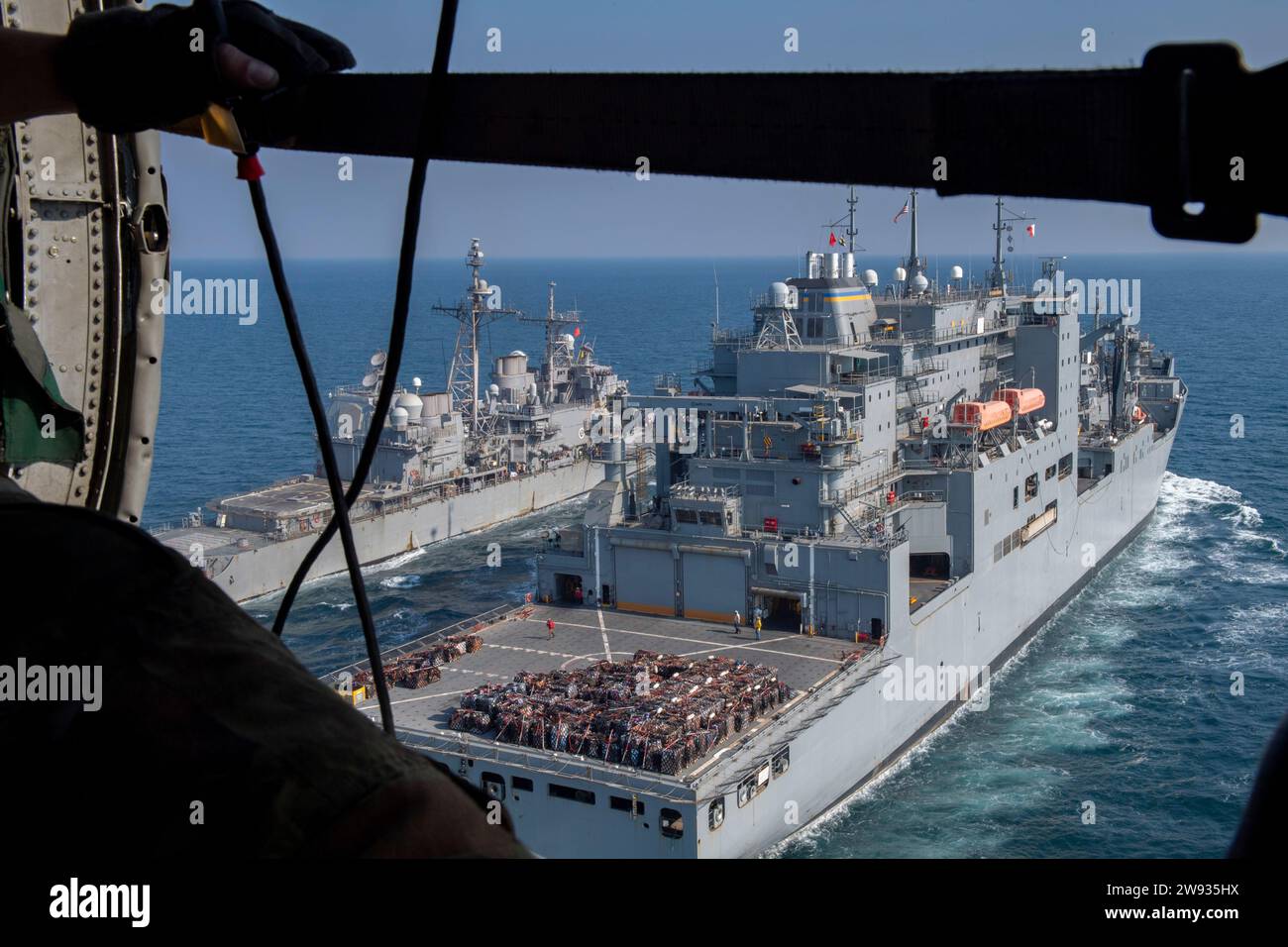 The guided-missile cruiser USS Philippine Sea (CG 58) and the dry cargo ...