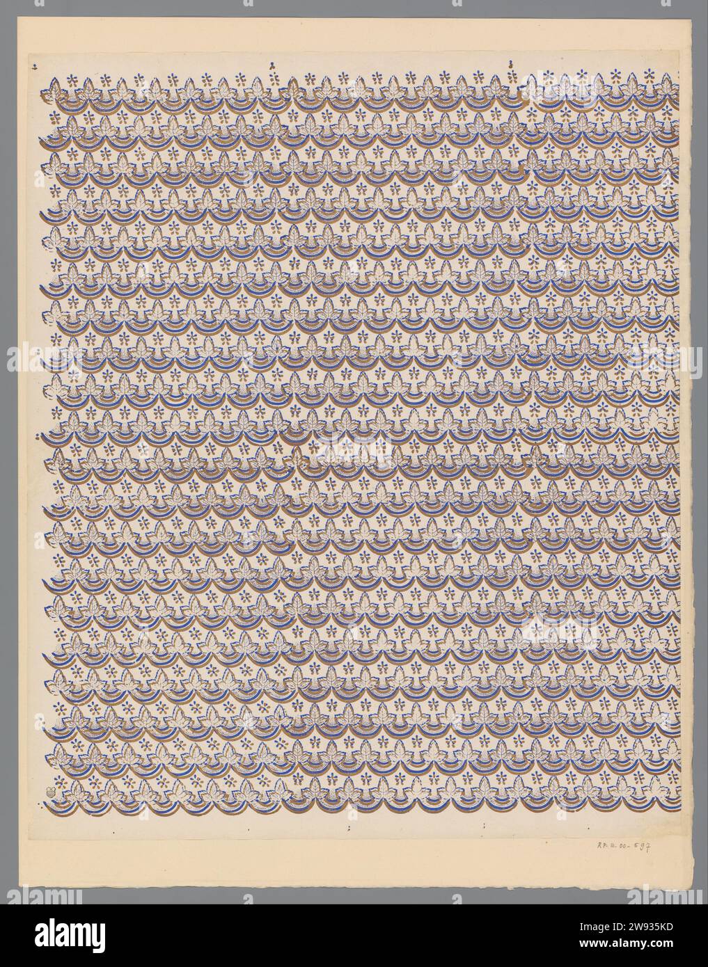 Leaf pattern of leaf motif, Anonymous, 1800 - 1900 Leaf with horizontal ...