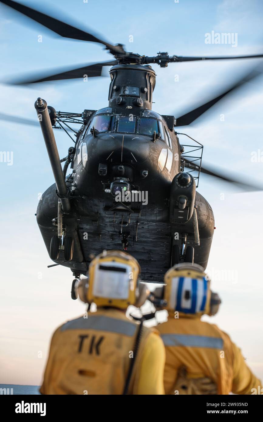 PACIFIC OCEAN (Dec. 10, 2023) - U.S. Sailors assigned to the amphibious ...