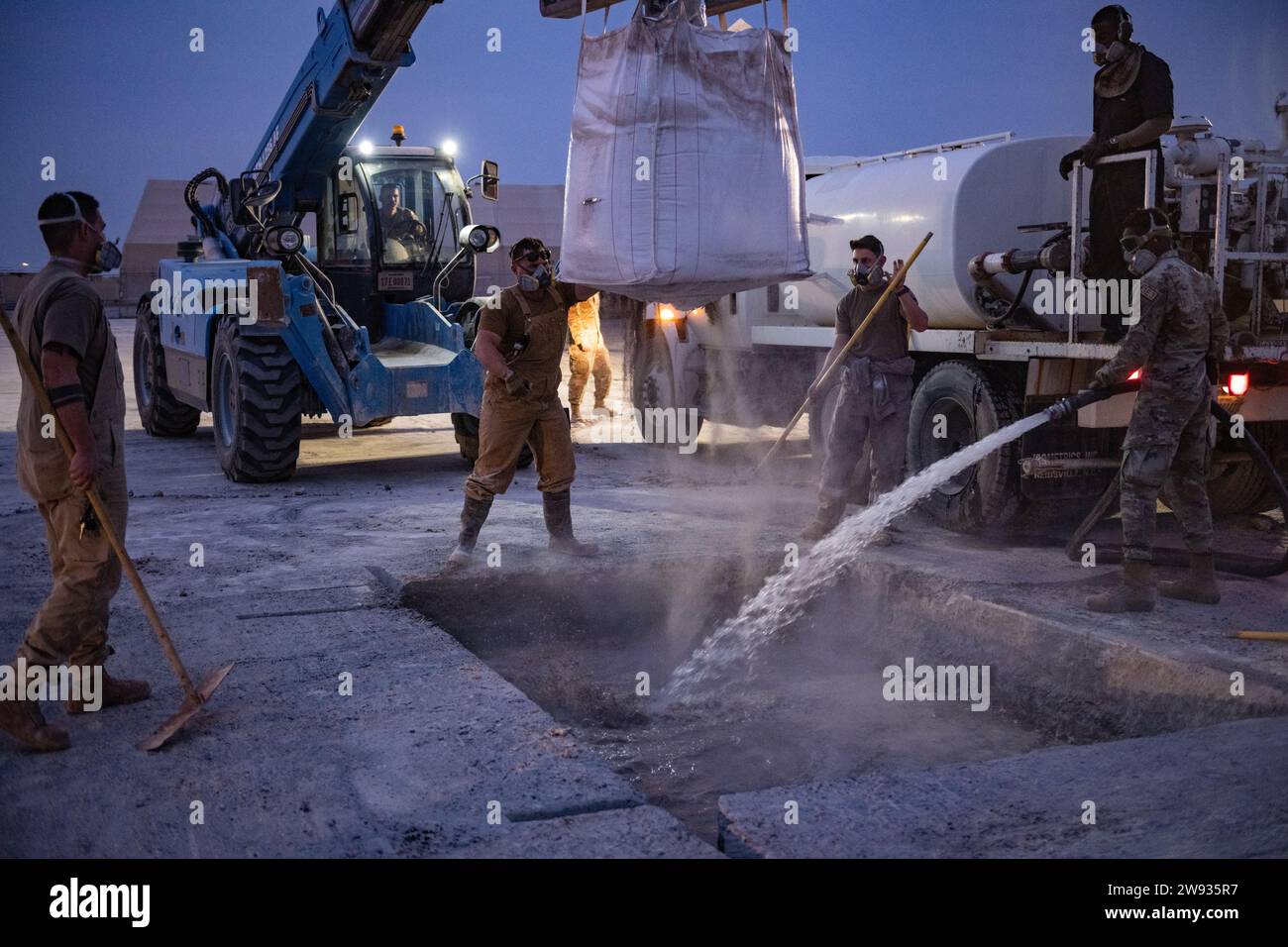 A U.S. Air Force Expeditionary Civil Engineer Airman performs “slash ...