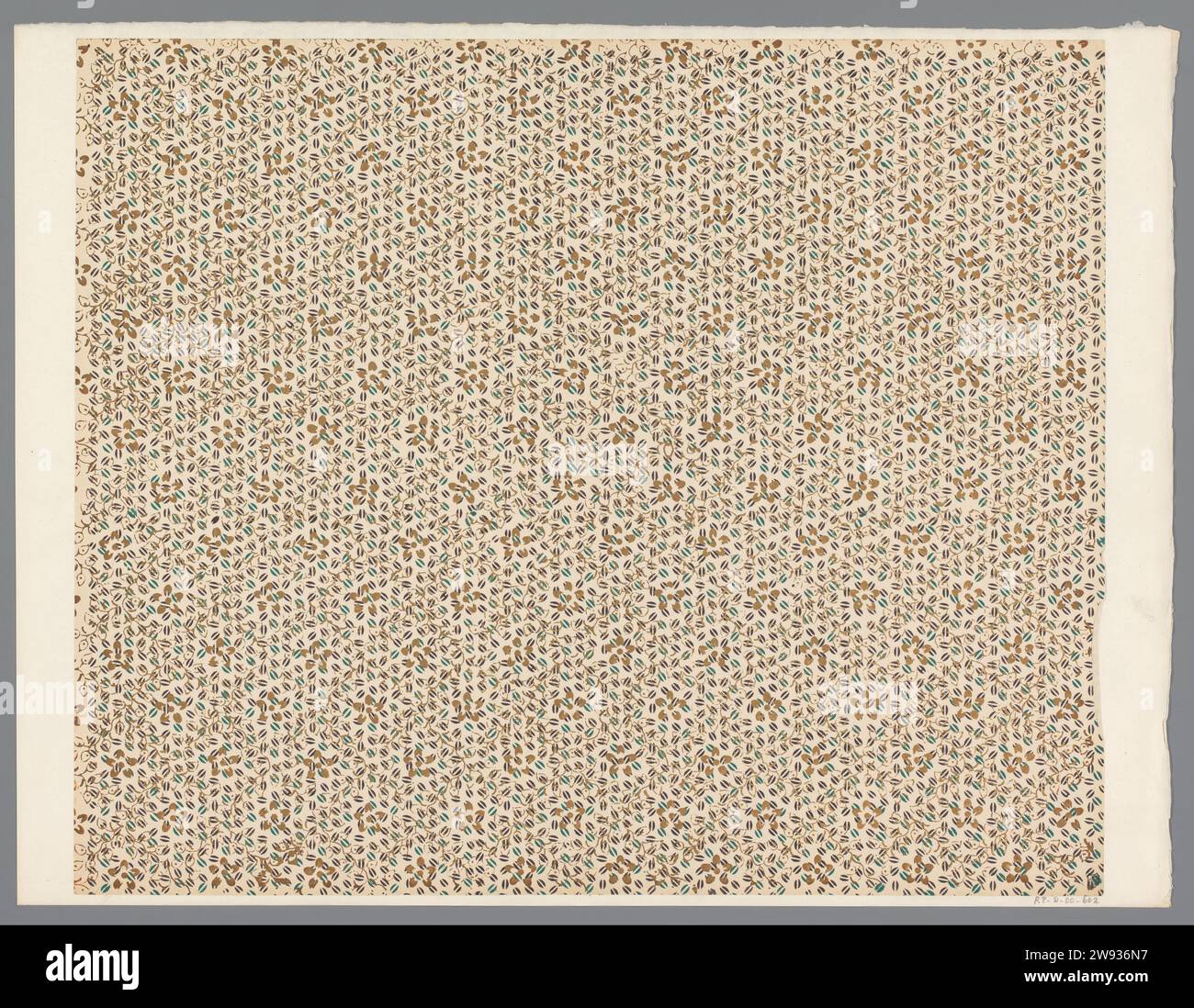 Leaf with spreading pattern of floral pattern with tendrils over a ...