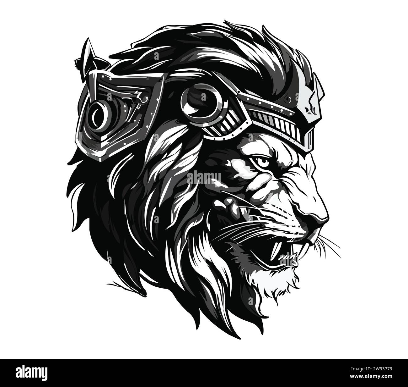 Roaring Lion Head Tattoo Design