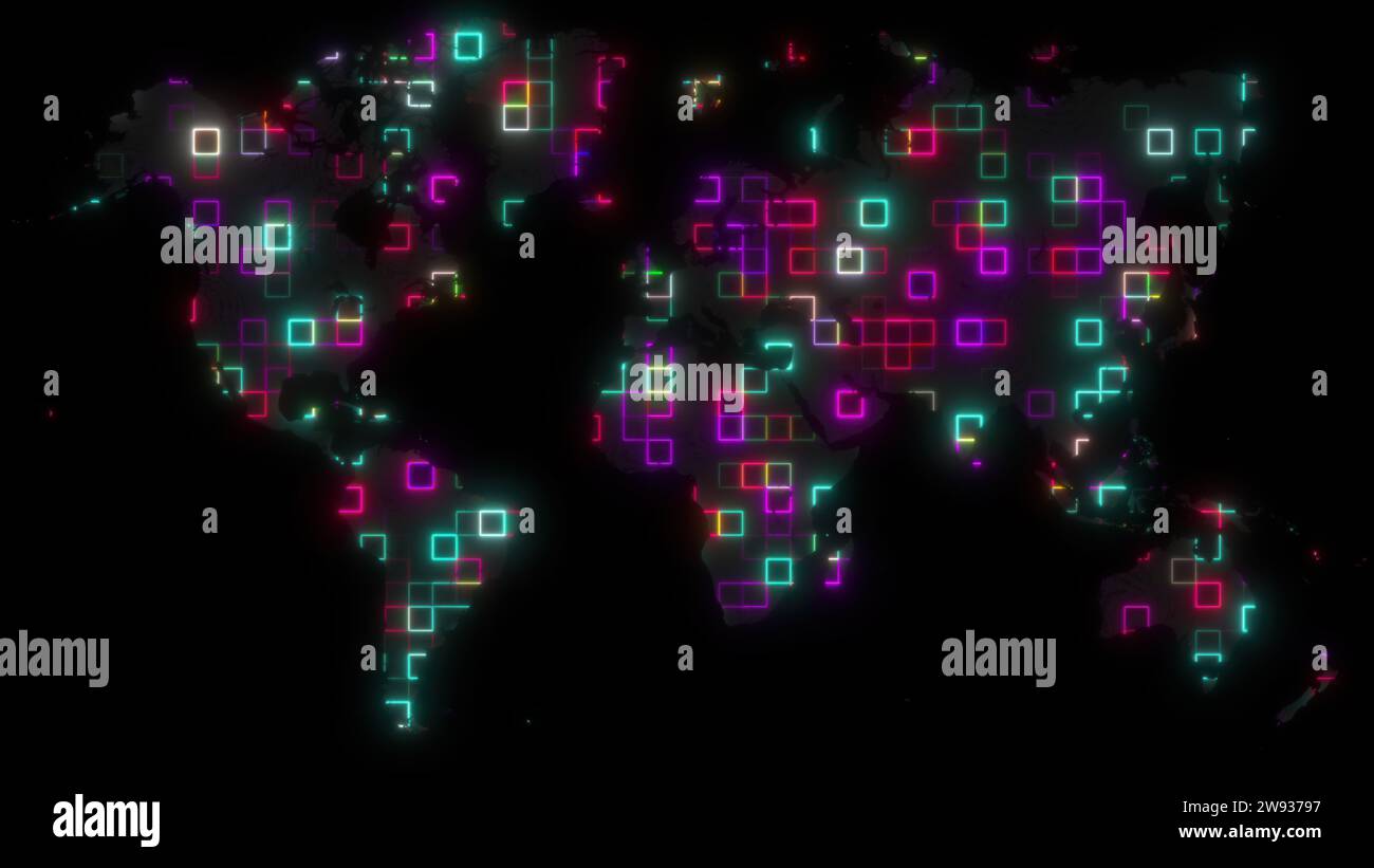 Global technology map. Computer generated 3d render Stock Photo - Alamy