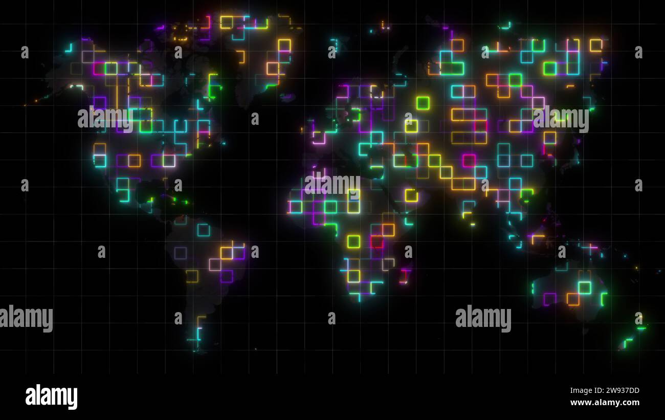 Global technology map. Computer generated 3d render Stock Photo - Alamy