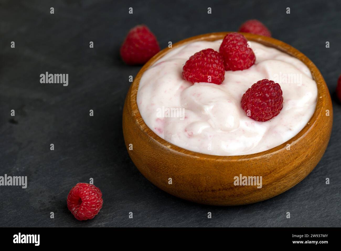 fresh yogurt with raspberry flavor, milk yogurt with raspberry flavor ...