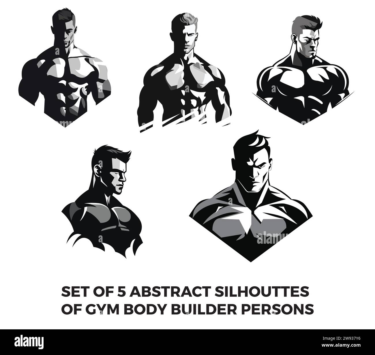 Dynamic Set of 5 Vector Abstract Silhouettes, Perfect for Gym and ...