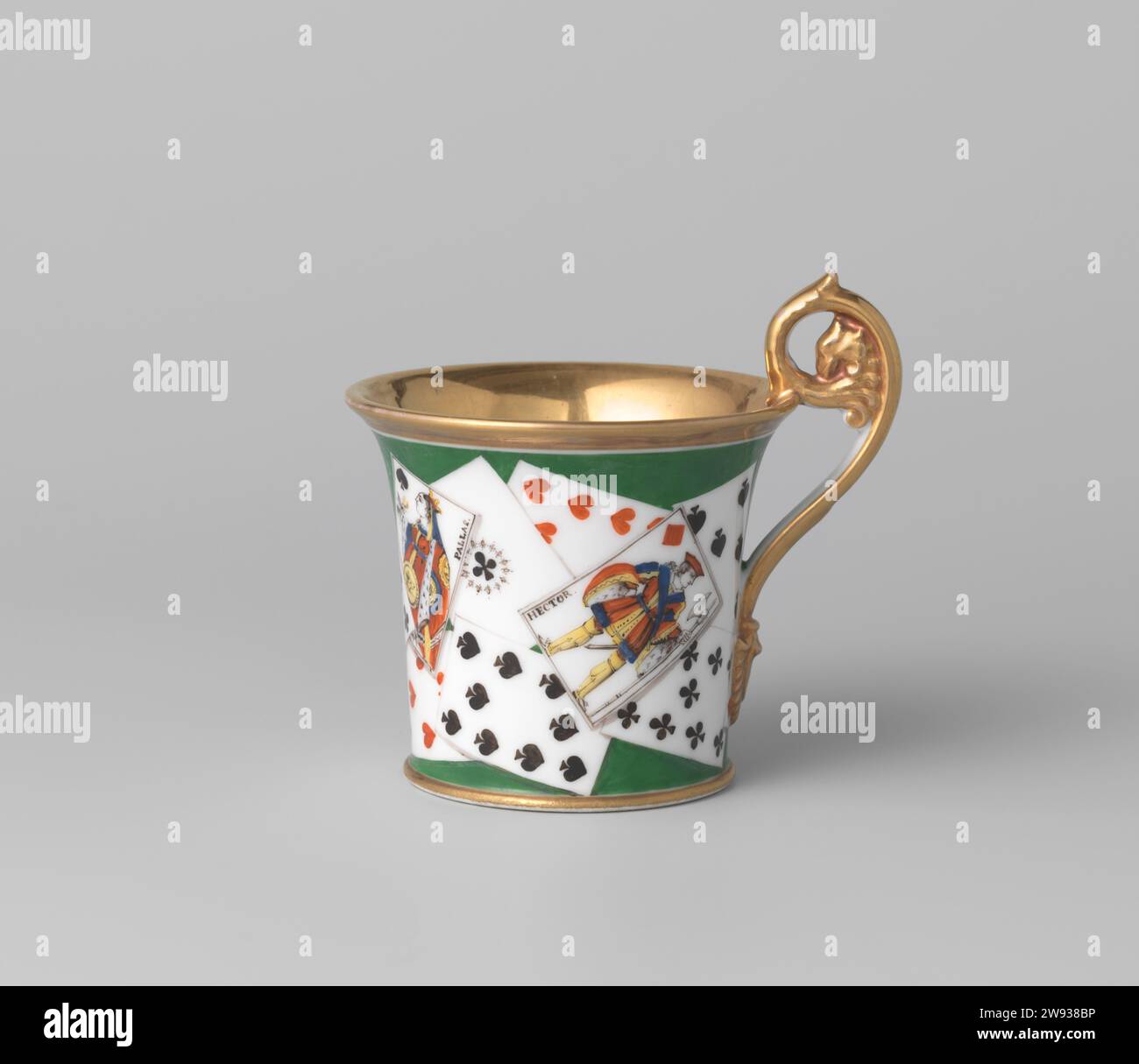 Cup with playing cards, anonymous, c. 1800 Porcelain head with a ...